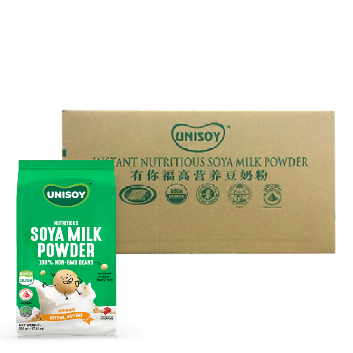 UNISOY Nutritious Soy Milk Powder Refill Pouch 500g Carton