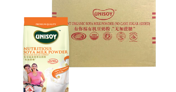 UNISOY Nutritious Soy Milk Powder "No Cane Sugar Added" Refill Pouch Carton